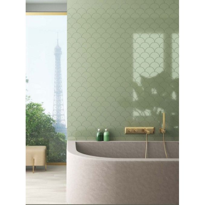 Indianapolis Green Ceramic Fan Tile - 150x134mm – Interiors Home Stores