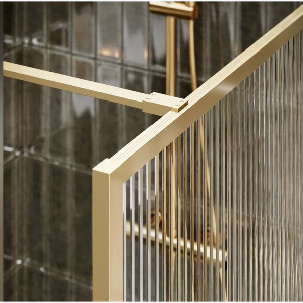 Hopper Brushed Gold Frame Shower Screen - Fluted Glass 980mm ...