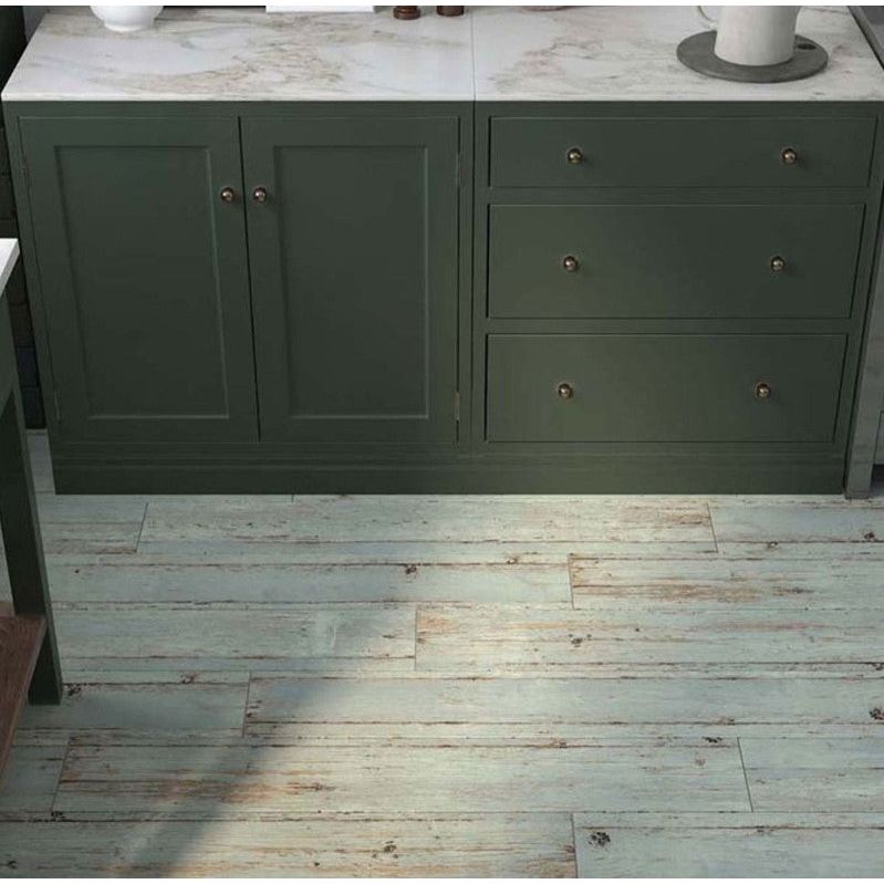 Heidi Turquoise Wood Effect Matt Porcelain Tile - 200x1200mm ...