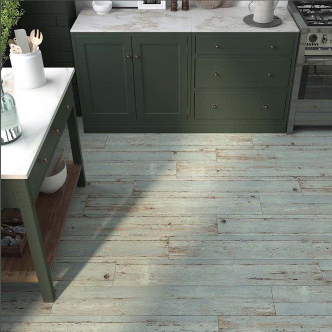Heidi Turquoise Wood Effect Matt Porcelain Tile - 200x1200mm ...